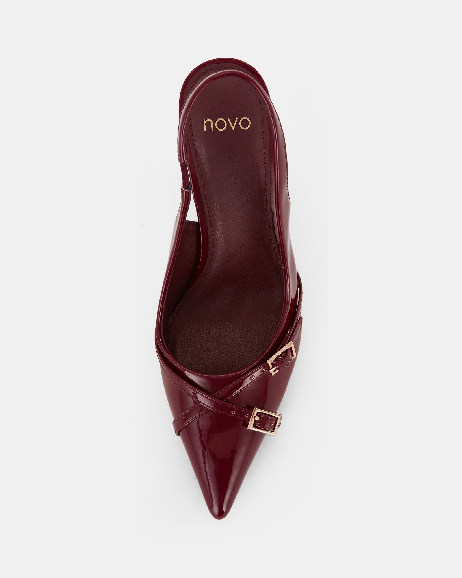 IGGI DEEP RED PATENT Closed Toe Heels | Buy Women's HEELS Online | Novo ...