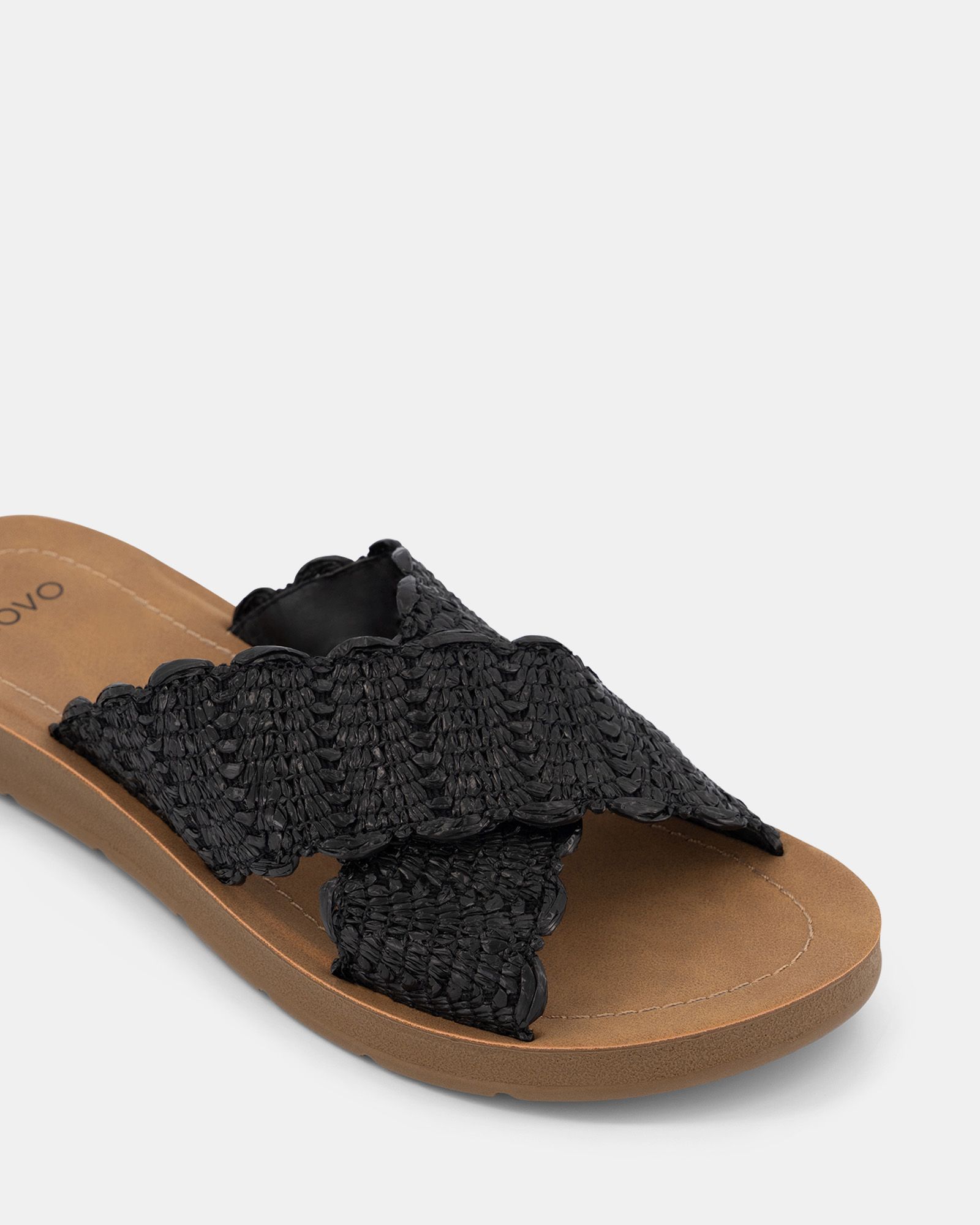 THIAGO BLACK RAFFIA Thongs | Buy Women's SANDALS Online | Novo Shoes