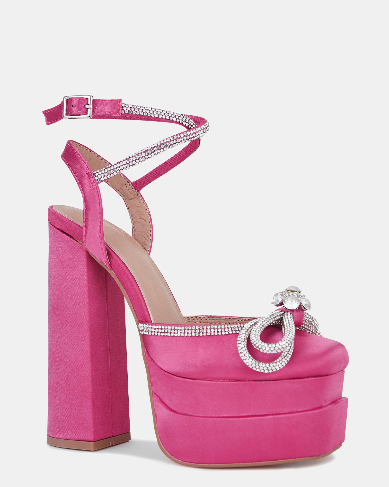 ZAMARI MAGENTA SATIN Platform Heels | Buy Women's HEELS Online | Novo Shoes