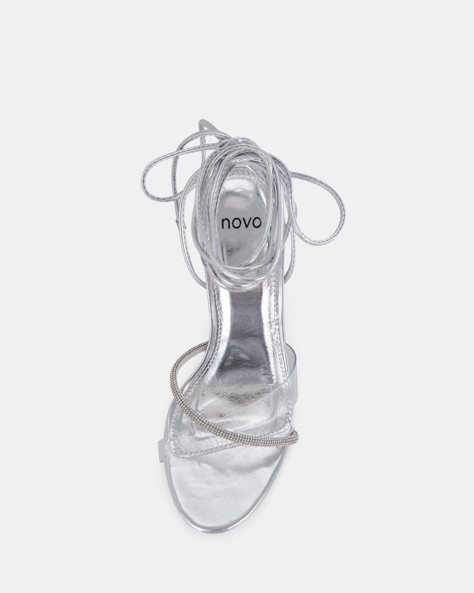 ZOLLY SILVER Lace Up Heels | Buy Women's HEELS Online | Novo Shoes