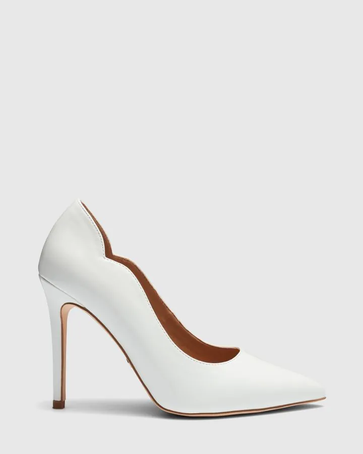 White Heels White Satin Bow Front Stiletto Heel Shoes | New Look